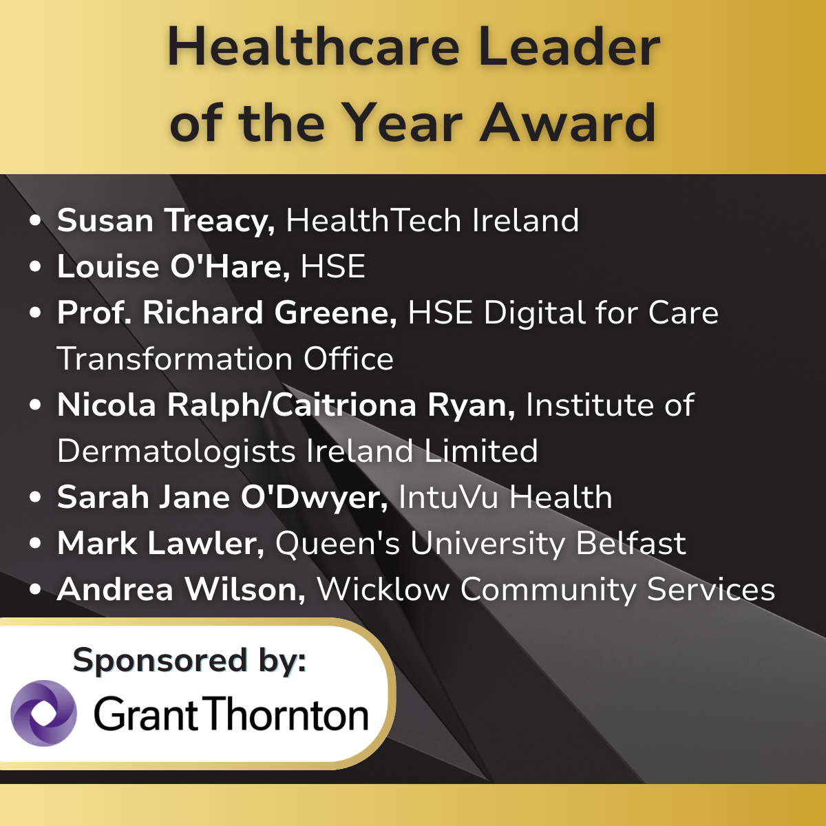 Healthcare Leader of the Year Award - The Business Post Leadership Awards